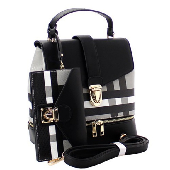 Bags | Classy Inspired Leather Plaid Backpackbook Bag | Poshmark